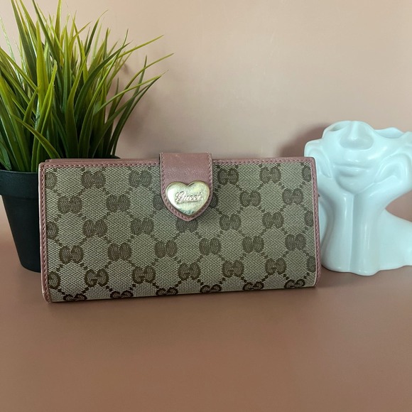 Gucci | Bags | Gucci Monogram Pink Heart Continental Wallet | Poshmark